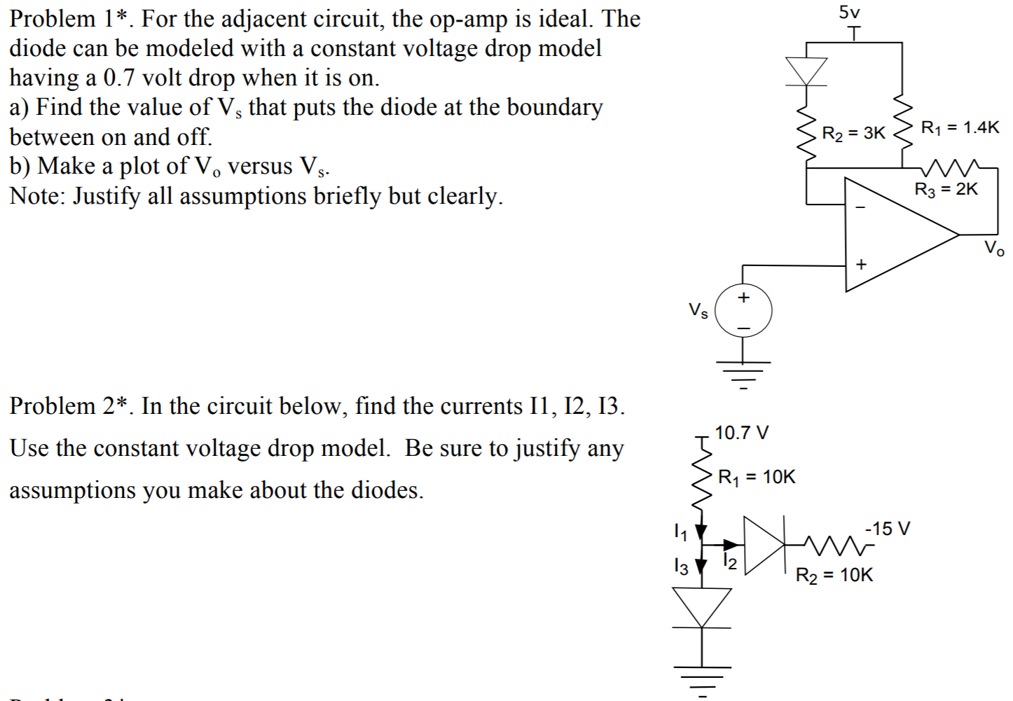 Solved Problem 1*. For the adjacent circuit, the op-amp is | Chegg.com
