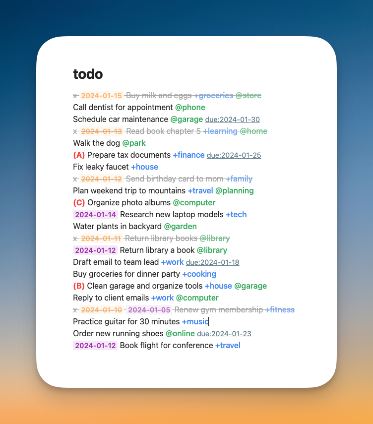 GitHub - rioskit/obsidian-todo-txt-mode: Obsidian plugin for todo.txt file format support