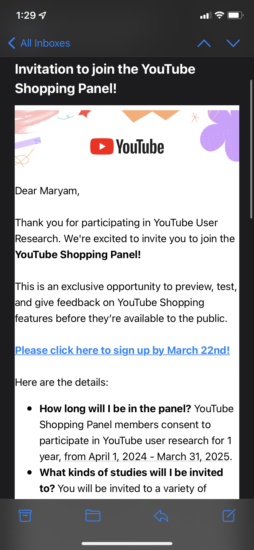 I got an email from YouTube about an invite to join YouTube shopping panel, but I’ve never heard ...