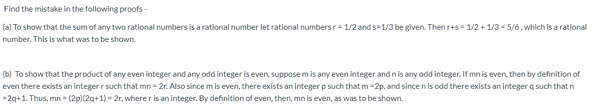 Solved Find the mistake in the following proofs - (a) To | Chegg.com