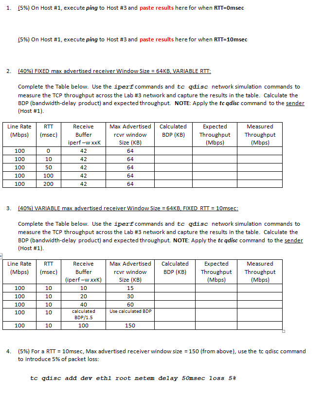 In Lab #3, you will generate TCP traffic using Linux | Chegg.com