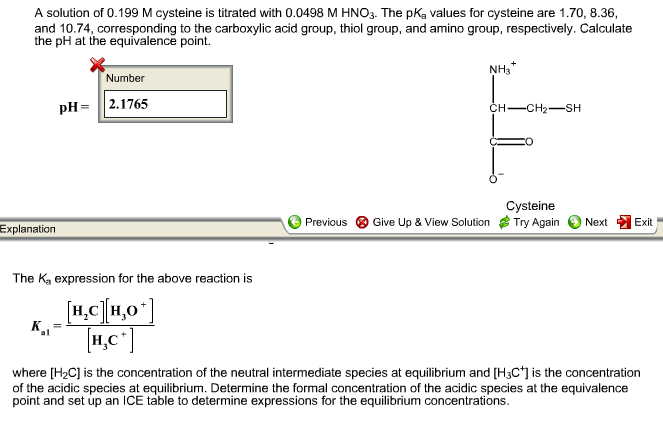 Solved A solution of 0.199 M cysteine is titrated with | Chegg.com