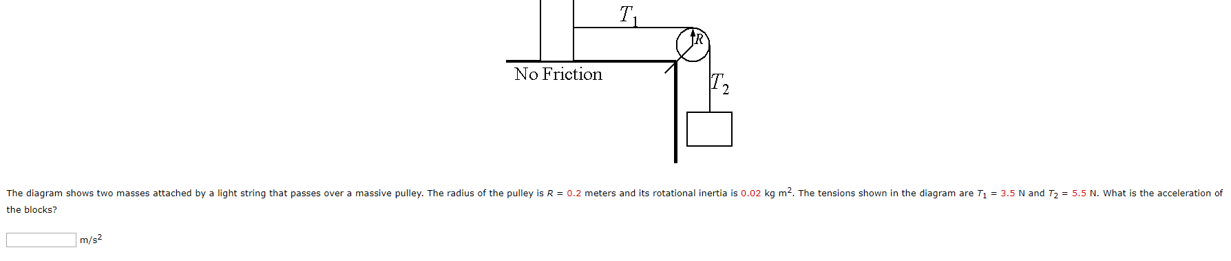 Solved No Friction T. The diagram shows two masses attached | Chegg.com