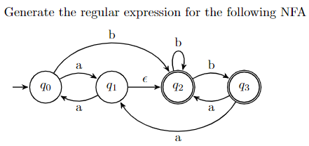 Solved Generate the regular expression for the following NFA | Chegg.com