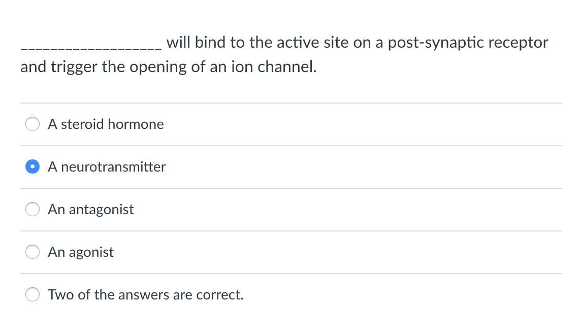 Solved will bind to the active site on a post-synaptic | Chegg.com