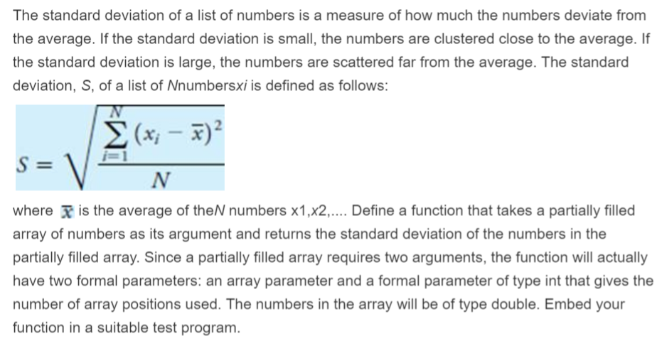 Solved The standard deviation of a list of numbers is a | Chegg.com