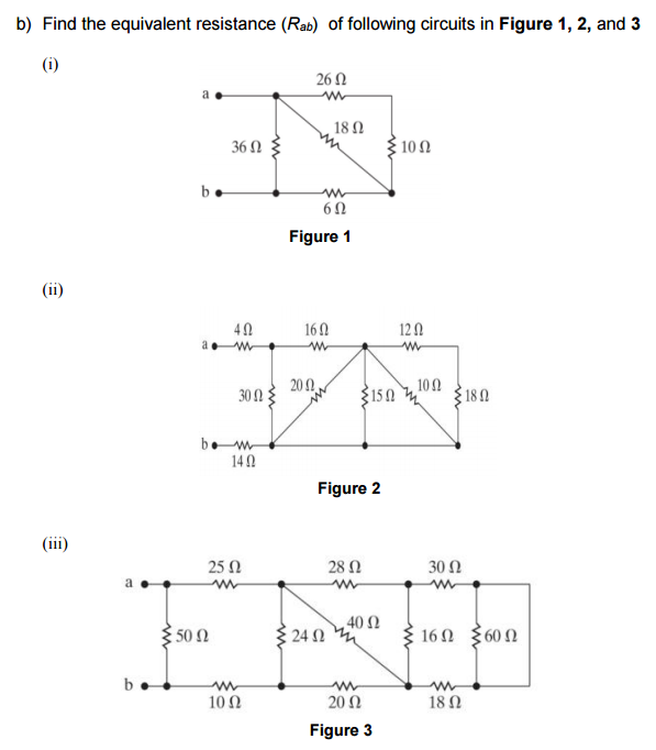 Solved b) Find the equivalent resistance (Rab) of following | Chegg.com