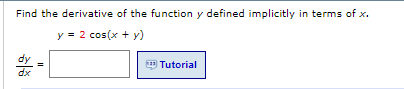Solved Find the derivative of the function y defined | Chegg.com