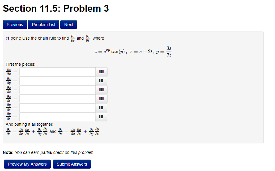 Solved Section 11.5: Problem 3 PreviousS Problem List Next | Chegg.com