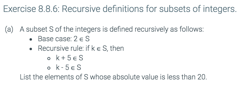 Solved Exercise 8.8.6: Recursive definitions for subsets of | Chegg.com
