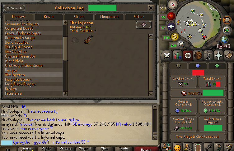 [Infernal cape] obby combat 53 baby pure [Original email & original ...
