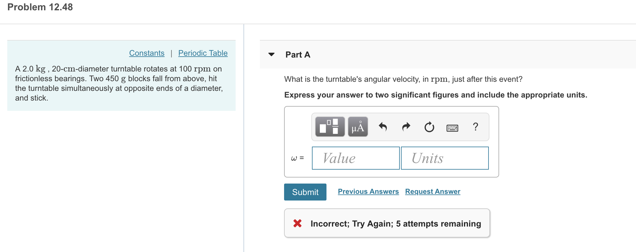 Solved Problem 12.48 Constants Periodic Table Part A A 2.0 | Chegg.com