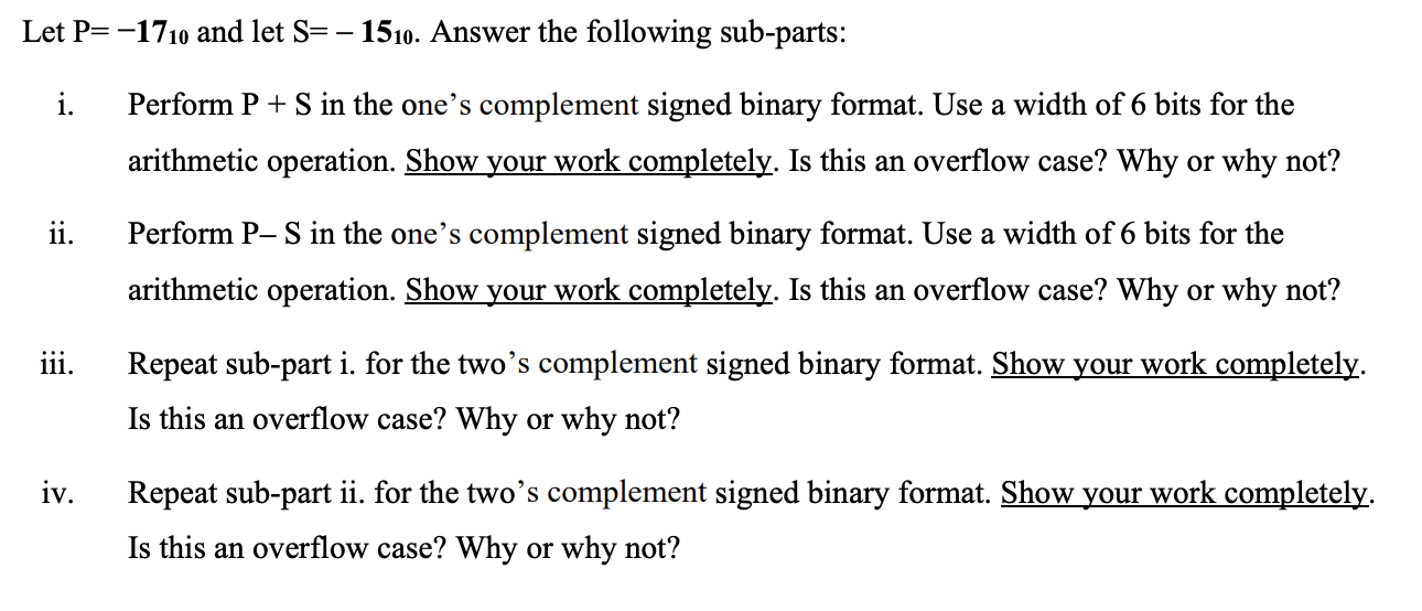 Solved Let P=-1710 and let S=- 1510. Answer the following | Chegg.com