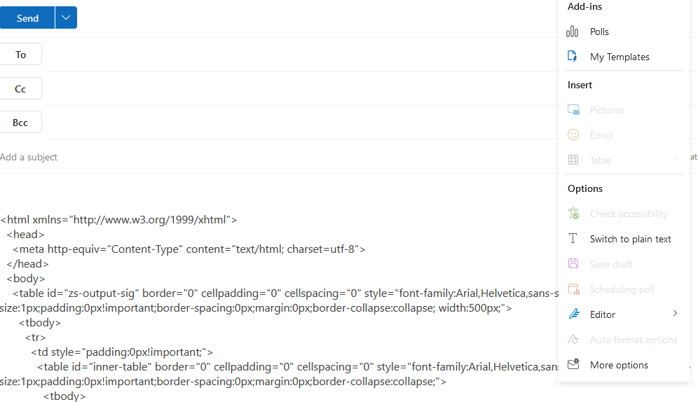 Outlook Web App Displaying HTML as Plain Text - Microsoft Q&A