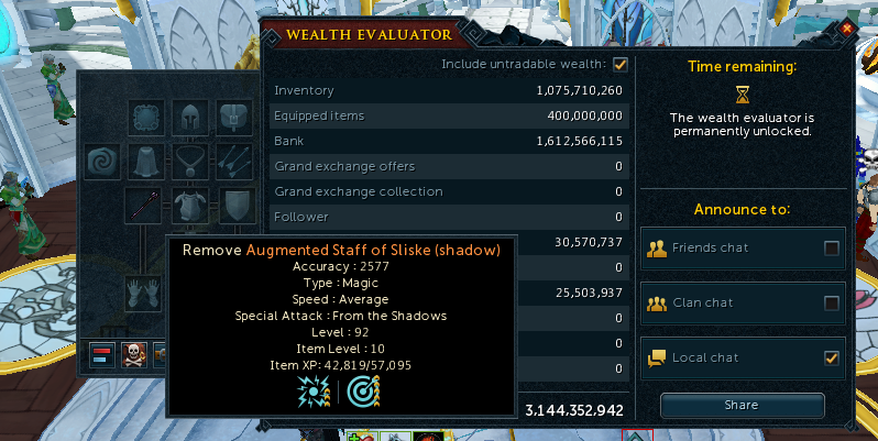 Dyed t92's not showing correct value in wealth evaluator : r/runescape