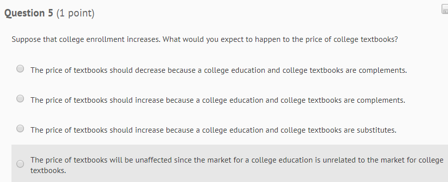 Solved Question 5 (1 point) Suppose that college enrollment | Chegg.com