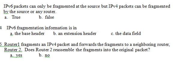 Solved IPv6 packets can only be fragmented at the source but | Chegg.com