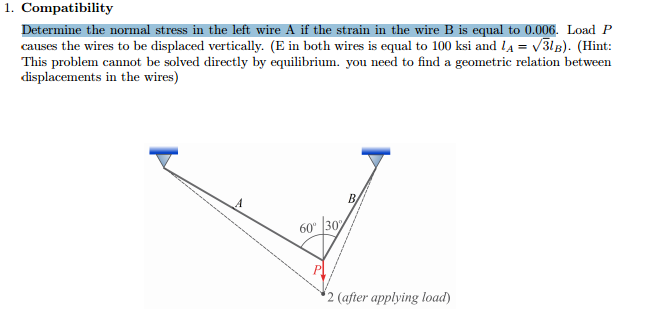 Solved Determine the normal stress in the left wire A if the | Chegg.com