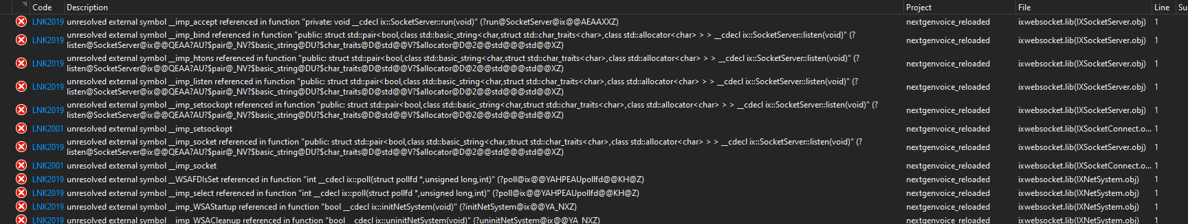 Unresolved external symbol, IXWebSocketServer (VS Studio 2019) · Issue #304 · machinezone ...