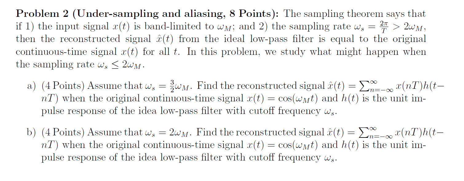 Homework Find The Minimum Sampling Rate Signal Processing Stack