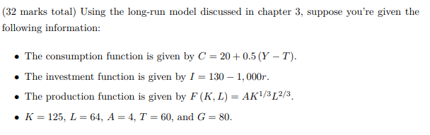 Solved 1. Find the equilibrium real interest rate, r, using | Chegg.com