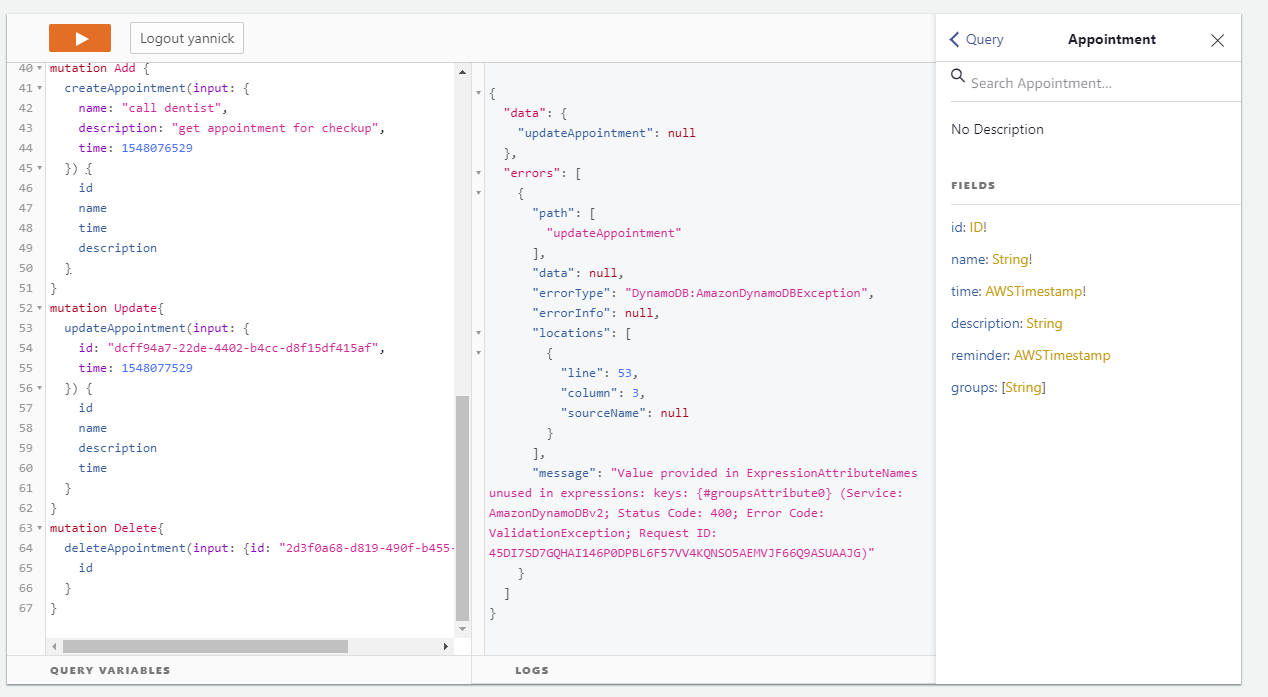 Update Deletion Mutation Error Dynamodbamazondynamodbexception 0397