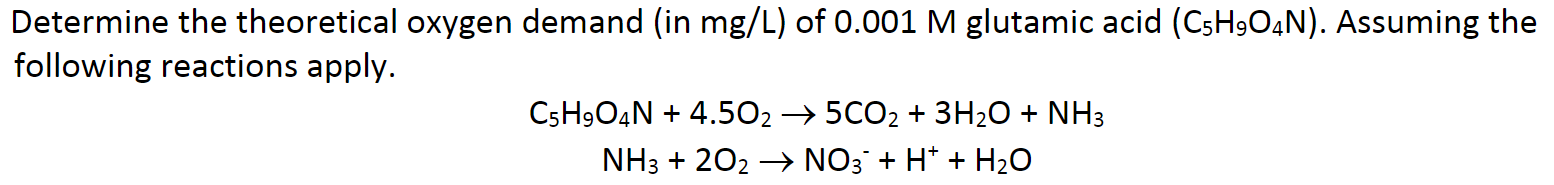 Solved Determine the theoretical oxygen demand (in mg/L) of | Chegg.com