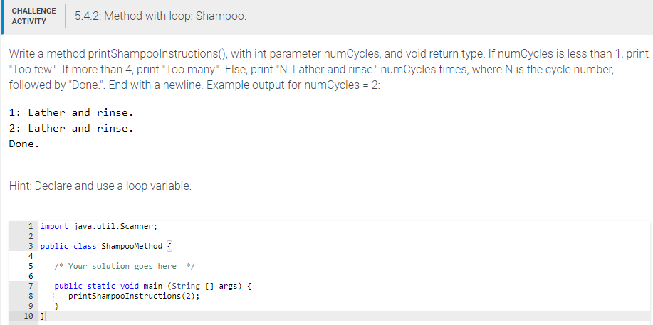 Solved Method With Loop Shampoo Activity Write A Method 1689
