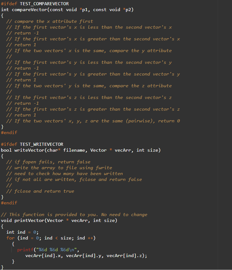Solved #ifdef TEST_COMPAREVECTOR int compareVector(const | Chegg.com