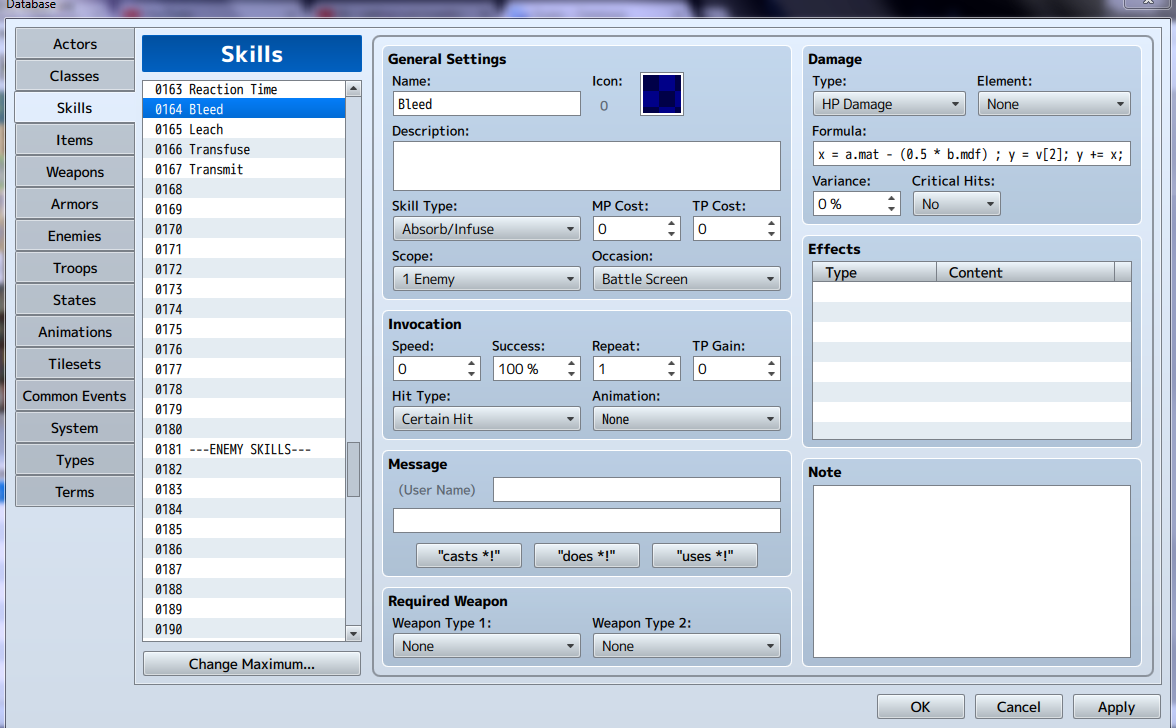 Variable & Damage Formula Help | RPG Maker Forums