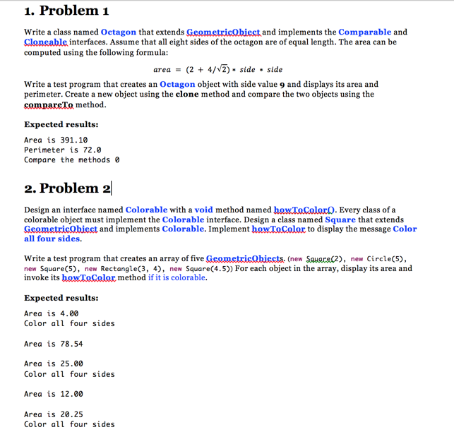 Solved Write a class named Octagon that extends Geometric | Chegg.com