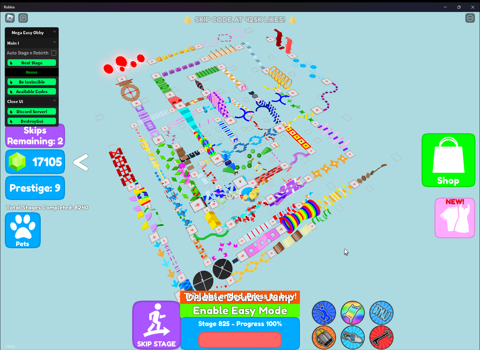 Mega Easy Obby 🌟 825 Stages! | Auto Stage Rebirth and more — Roblox ...