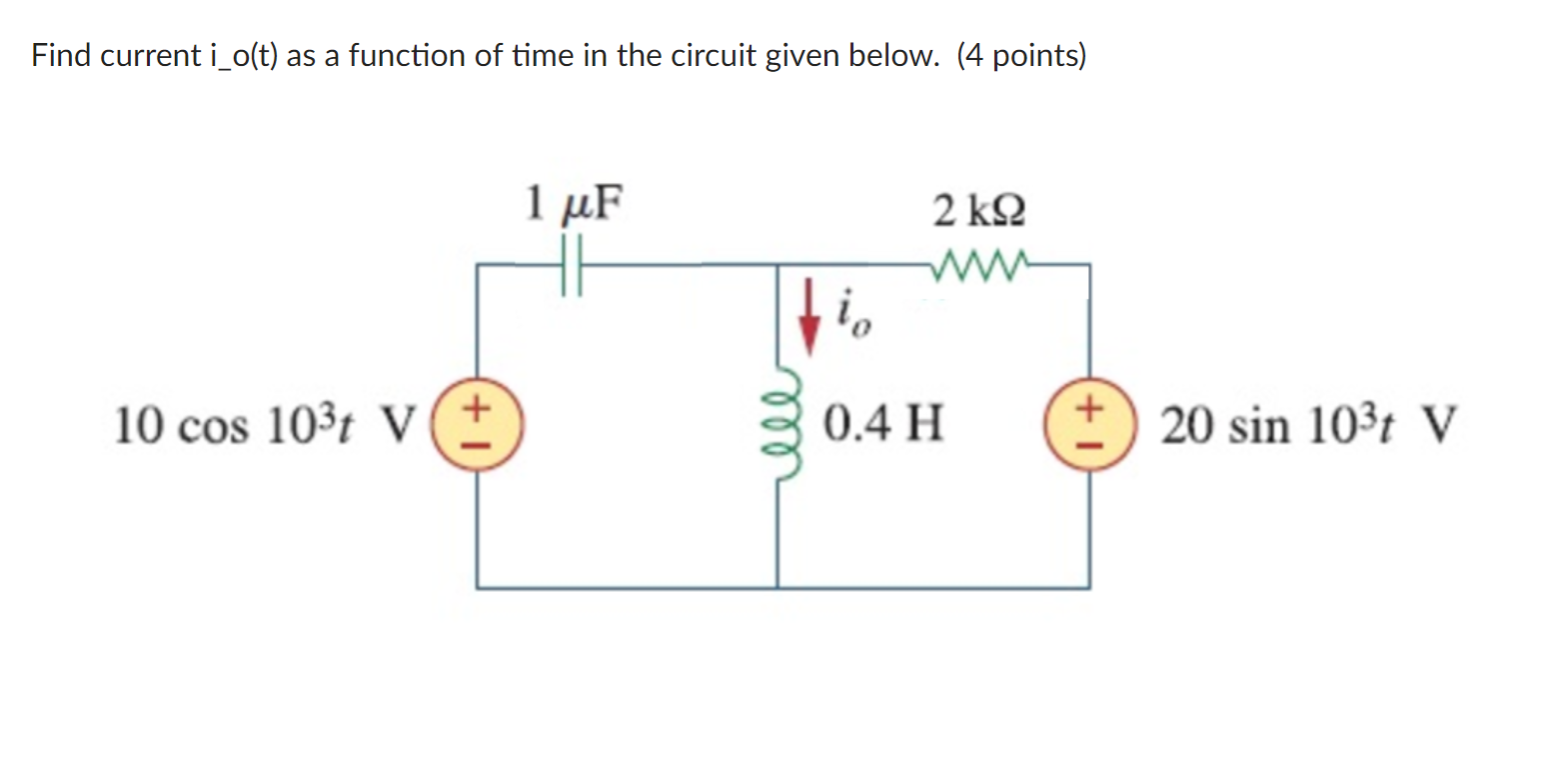 Solved Find current i_o(t) as a function of time in the | Chegg.com