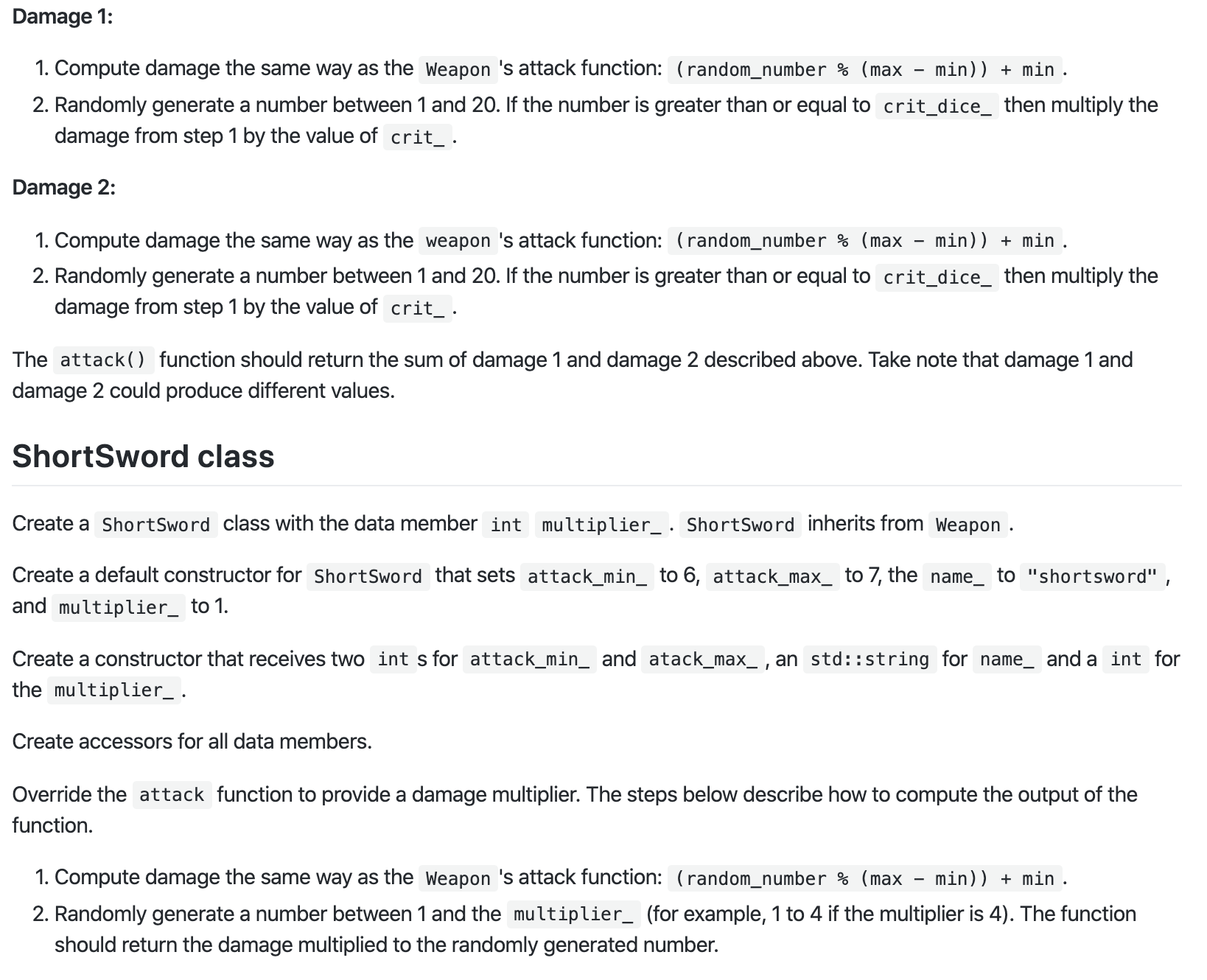 Weapons classes This program uses four classes: | Chegg.com Weapons classes This program uses four classes: | Chegg.com