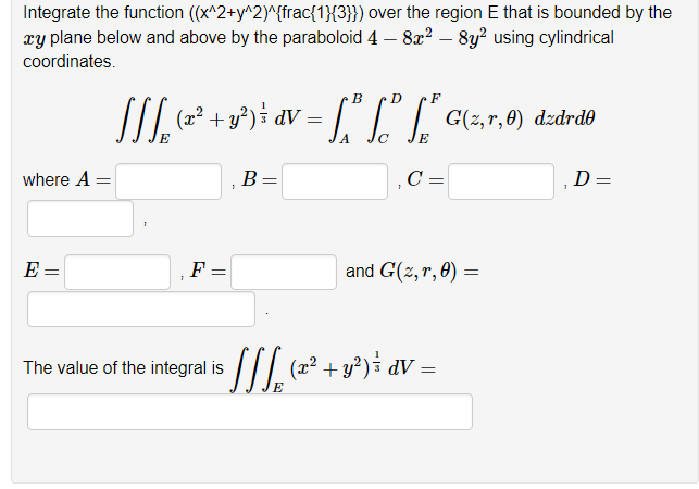 Solved Integrate the function ((x"2+y^2咒frac{1}{3))) over | Chegg.com