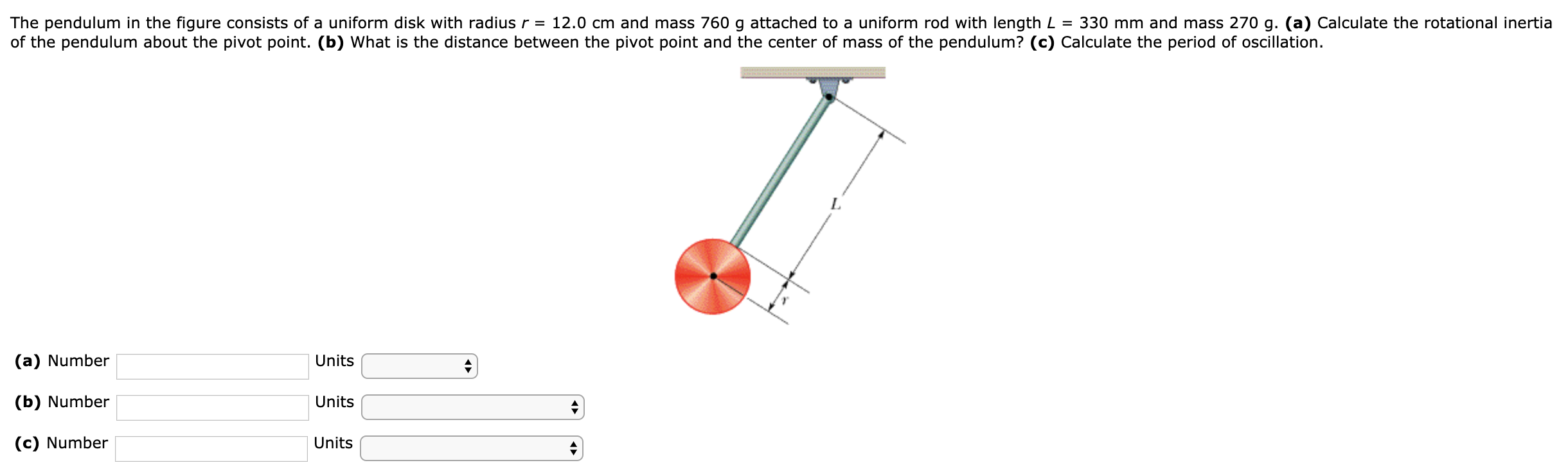Solved The pendulum in the figure consists of a uniform disk | Chegg.com