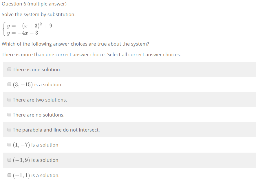 Solved Question 6 multiple Answer Solve The System By Chegg