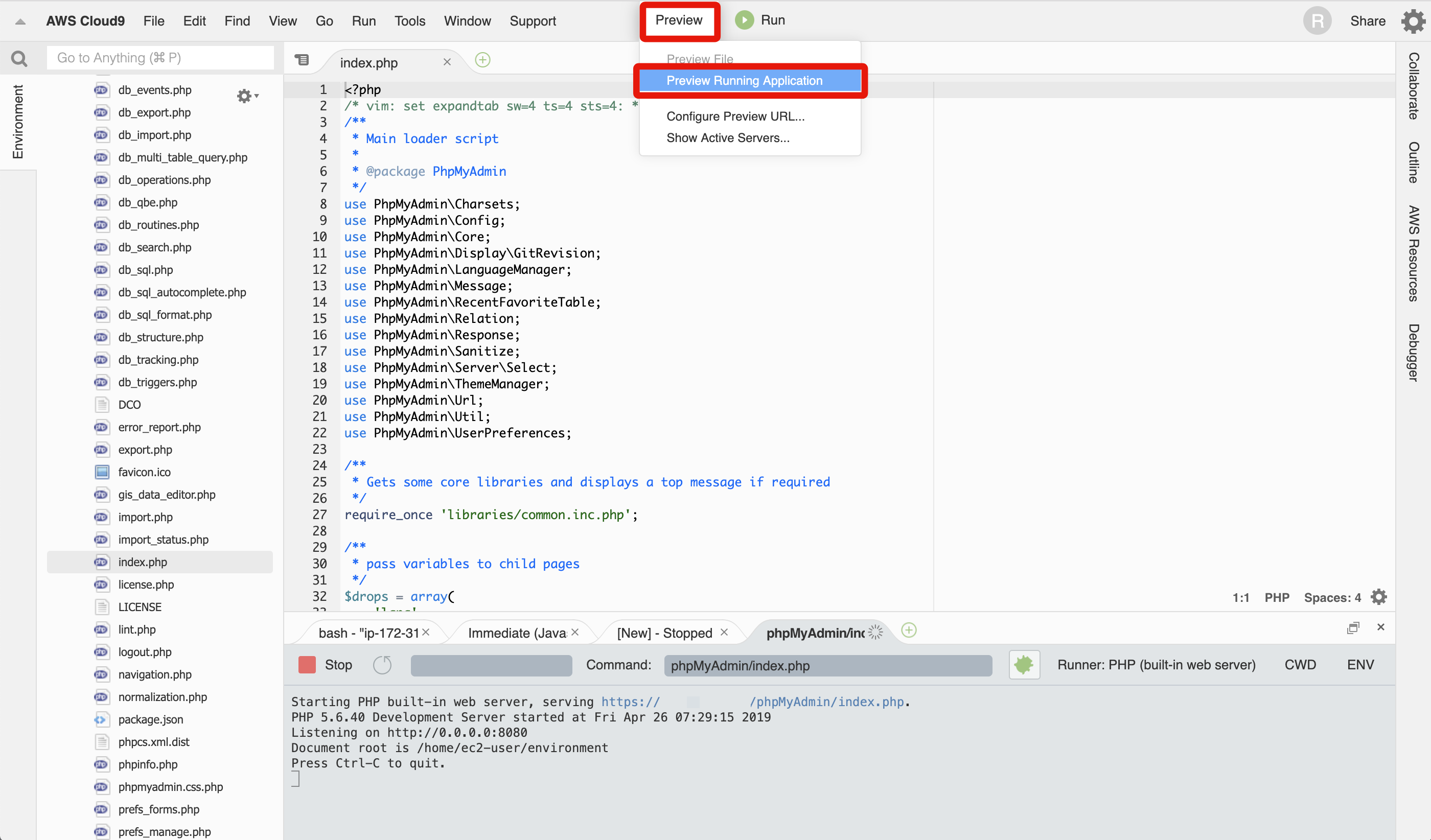 AWS Cloud9でphpMyAdmin をインストールする方法 #PHP - Qiita