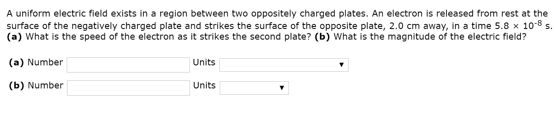 Solved A uniform electric field exists in a region between | Chegg.com