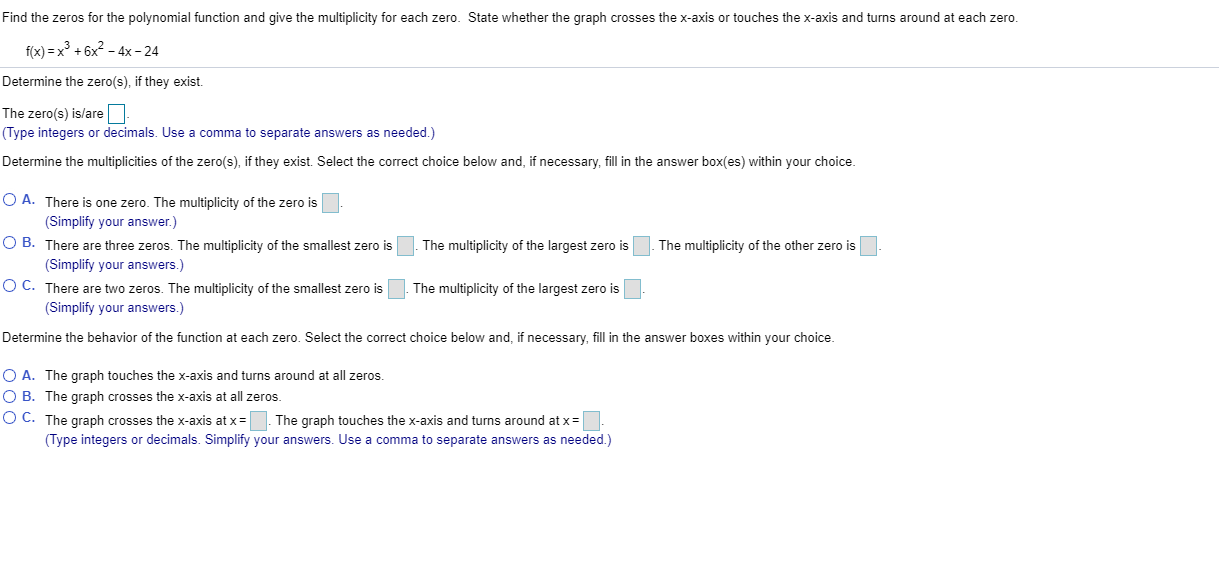 Solved Find the zeros for the polynomial function and give | Chegg.com