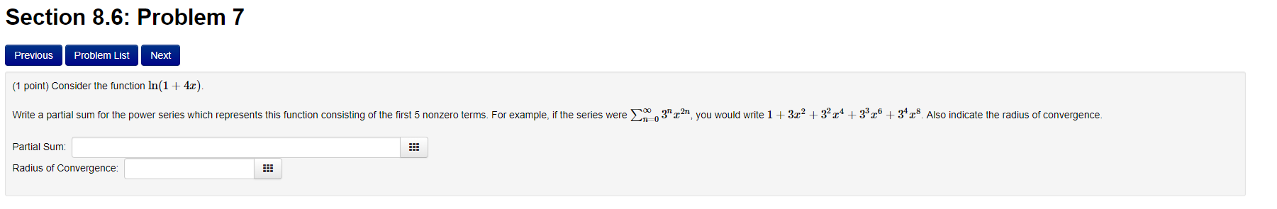 Solved Section 8.6: Problem 7 Previous Problem List Next (1 | Chegg.com