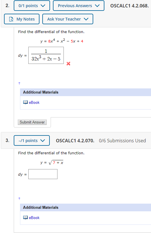 Solved 0/1 points v Previous Answers OSCALC1 4.2.068. My | Chegg.com Solved 0/1 points v Previous Answers OSCALC1 4.2.068. My | Chegg.com