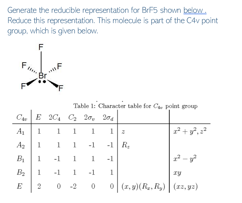 Solved: Generate The Reducible Representation For BrF5 Sho... | Chegg.com