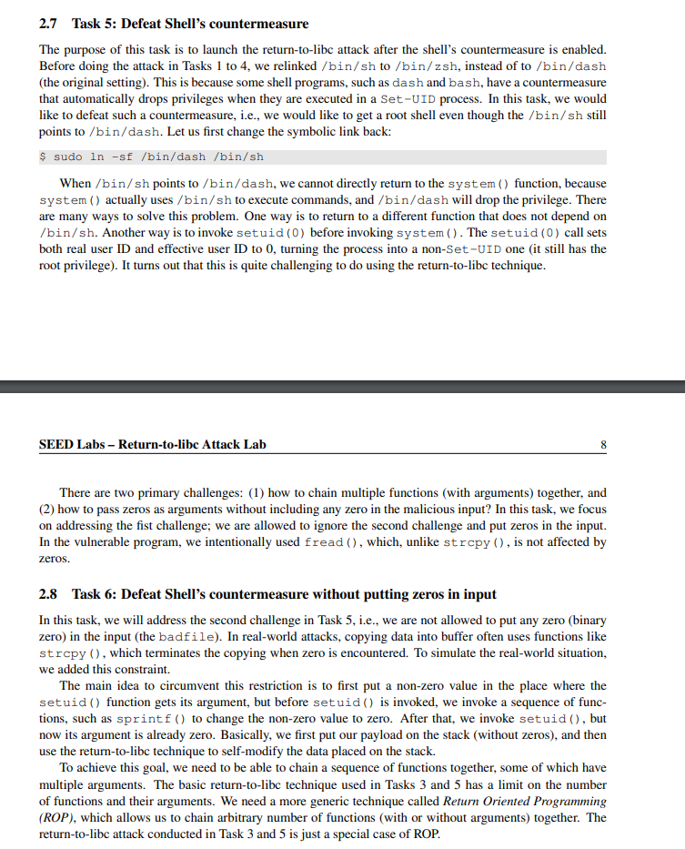 2.7 Task 5: Defeat Shell's countermeasure The purpose | Chegg.com