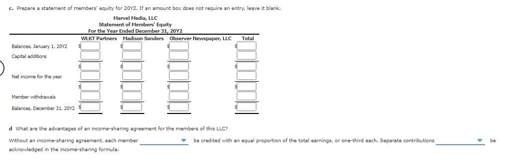 Solved LLC Net Income and Statement of Members' Equity | Chegg.com
