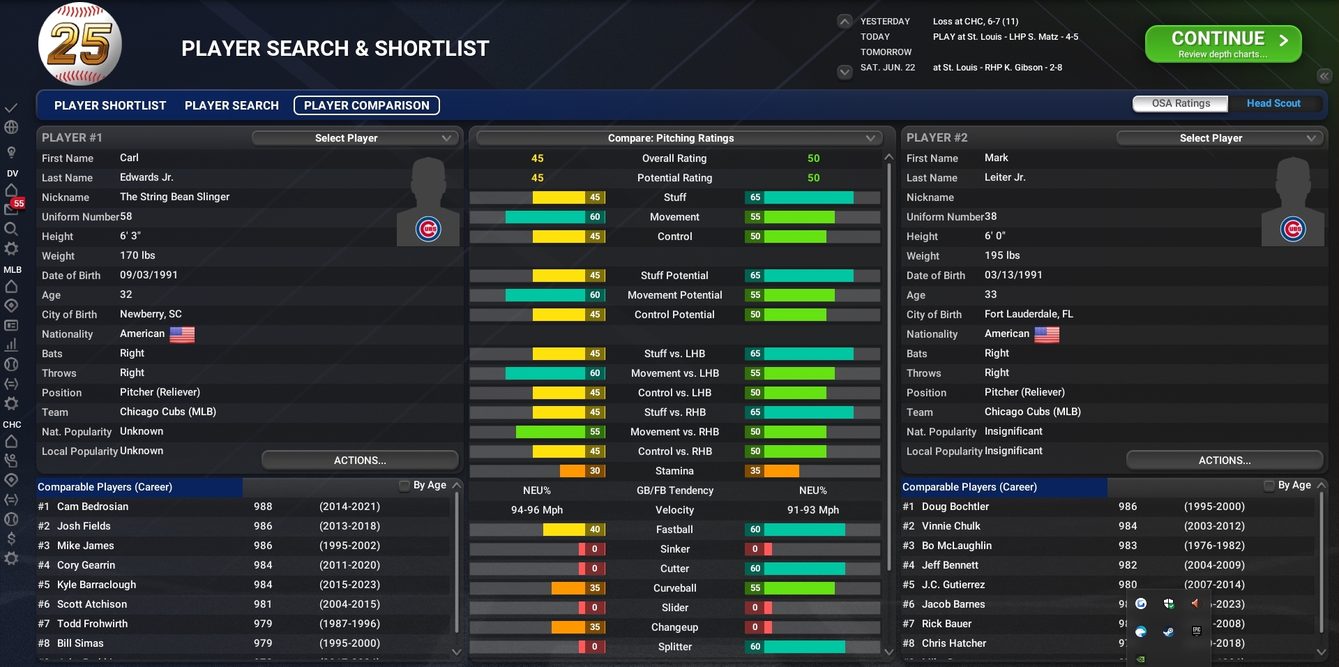 Individual Pitch Ratings. Change in 25? - OOTP Developments Forums