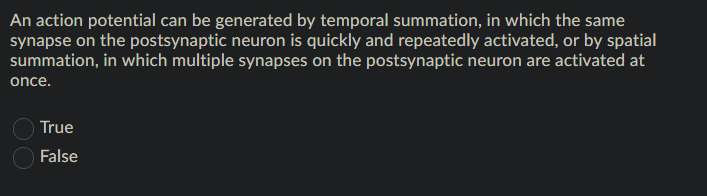 Solved An action potential can be generated by temporal | Chegg.com