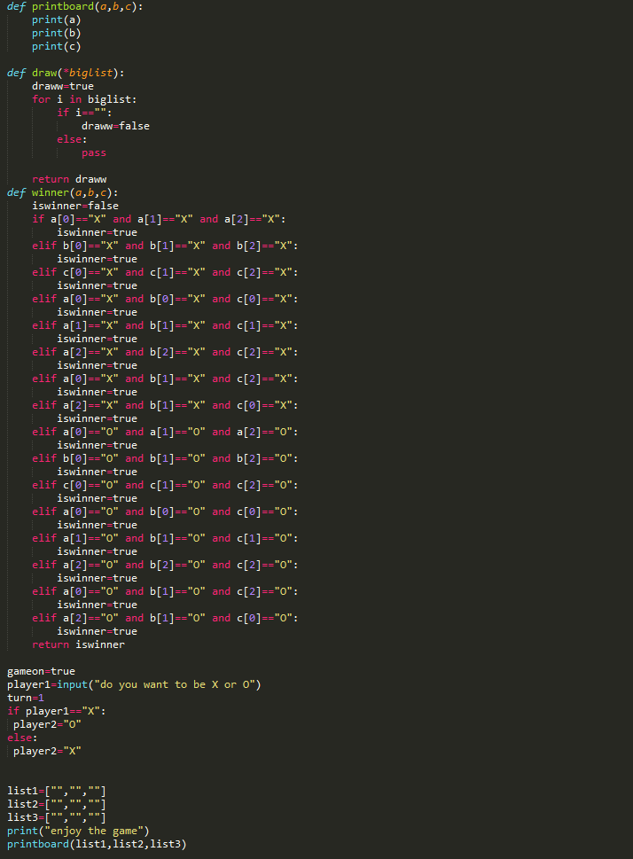 Tic Tac Toe Indentation Help