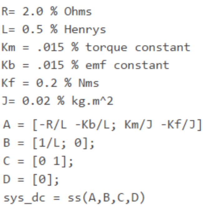 Solved Given the state space model of DC motor, find the | Chegg.com