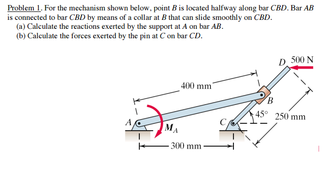 Solved For the mechanism shown below, point B is located | Chegg.com